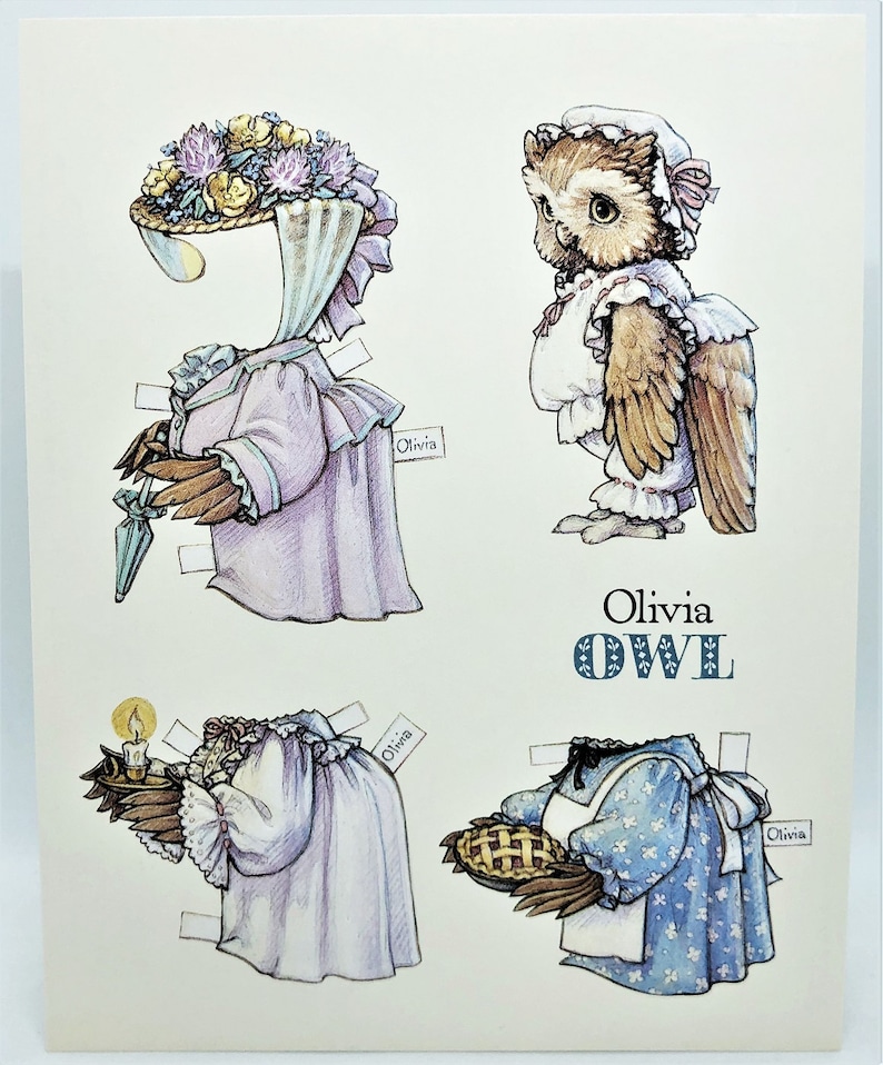 Vintage OLIVIA OWL Paper Doll Post Card-large 7x6-choose - Etsy
