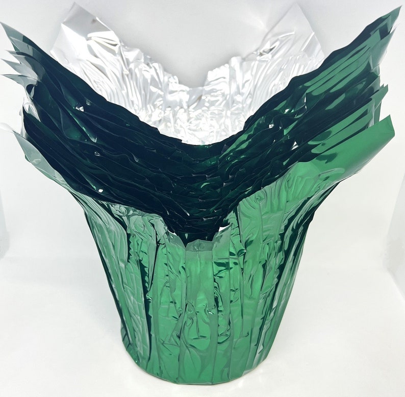 10 Large Flower Pot Wrappers Kwik COVER 6" GREEN Foil Dress up Ur Pots ...