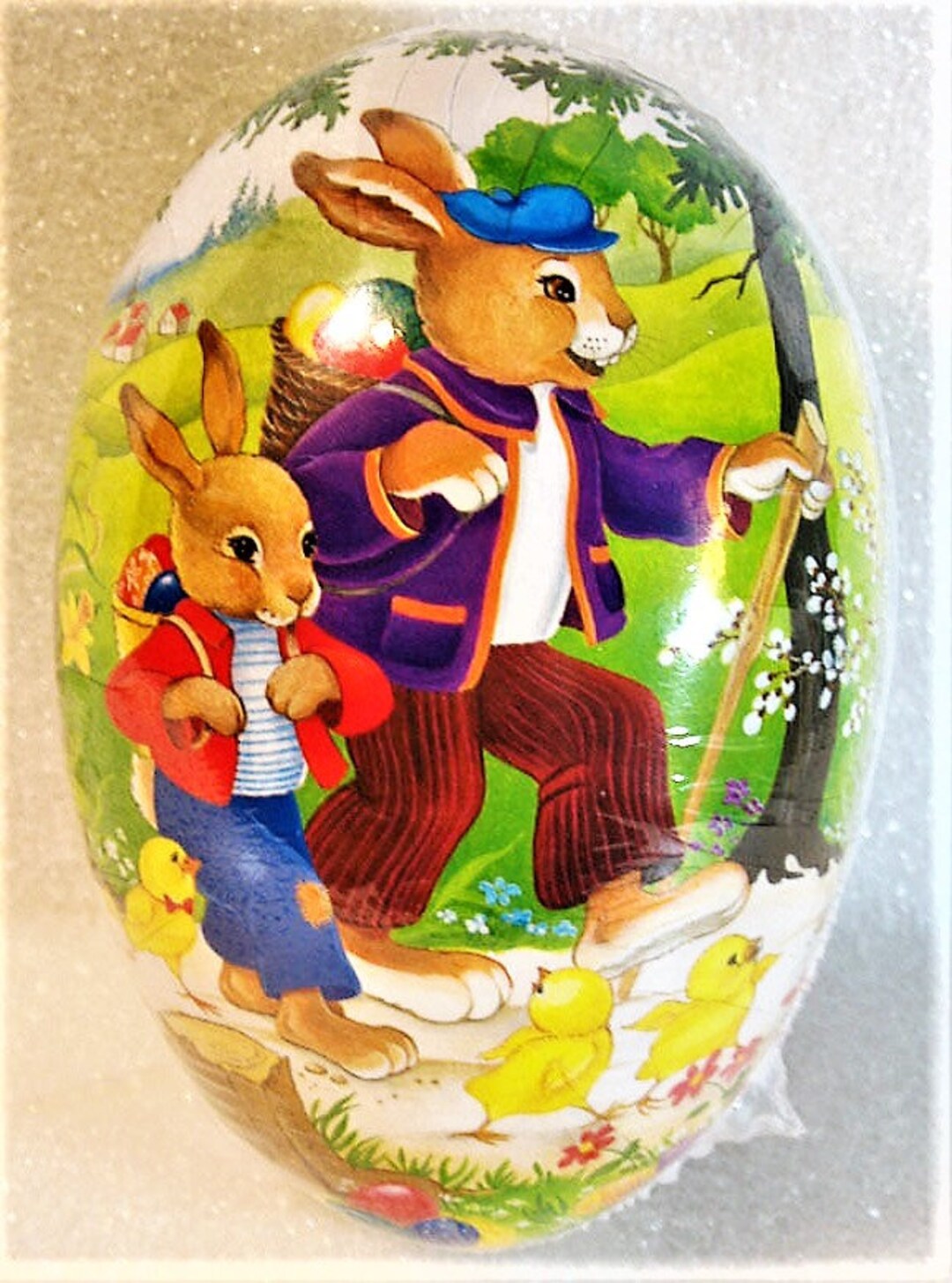 Vintage Easter Egg (6"x4") DAD & SON HIKE Paper Mache Handmade in ...