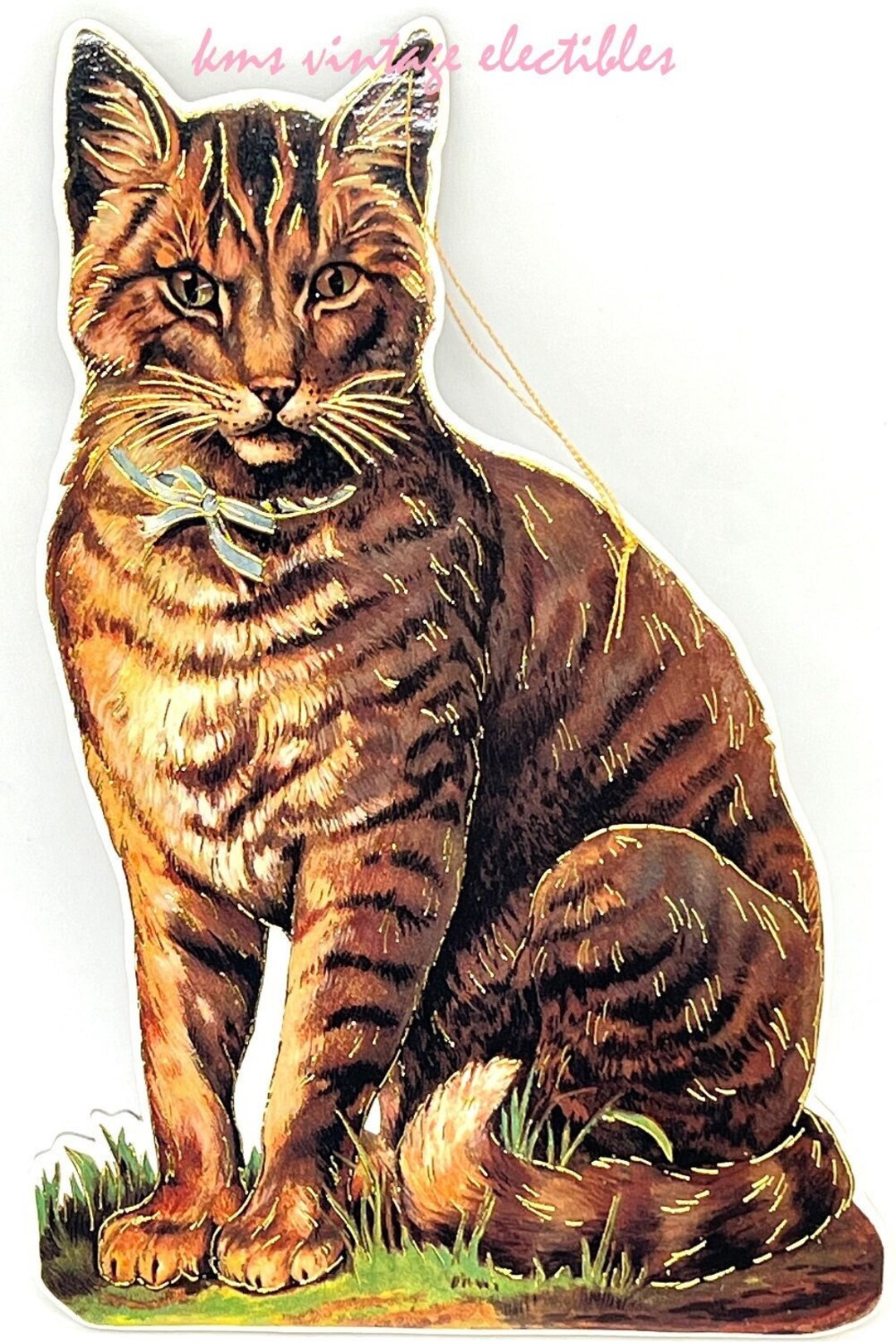 TOYGER Tabby KITTY CAT -gilded Hanging Christmas Ornament/decoration Mint Condition! B. Shackman ...