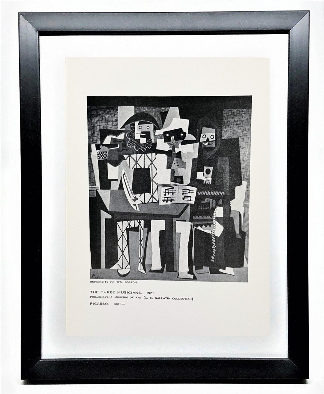 Vintage 7x5 PICASSO Framed ART Print-"the Three Musicians" Circa 1921 ...