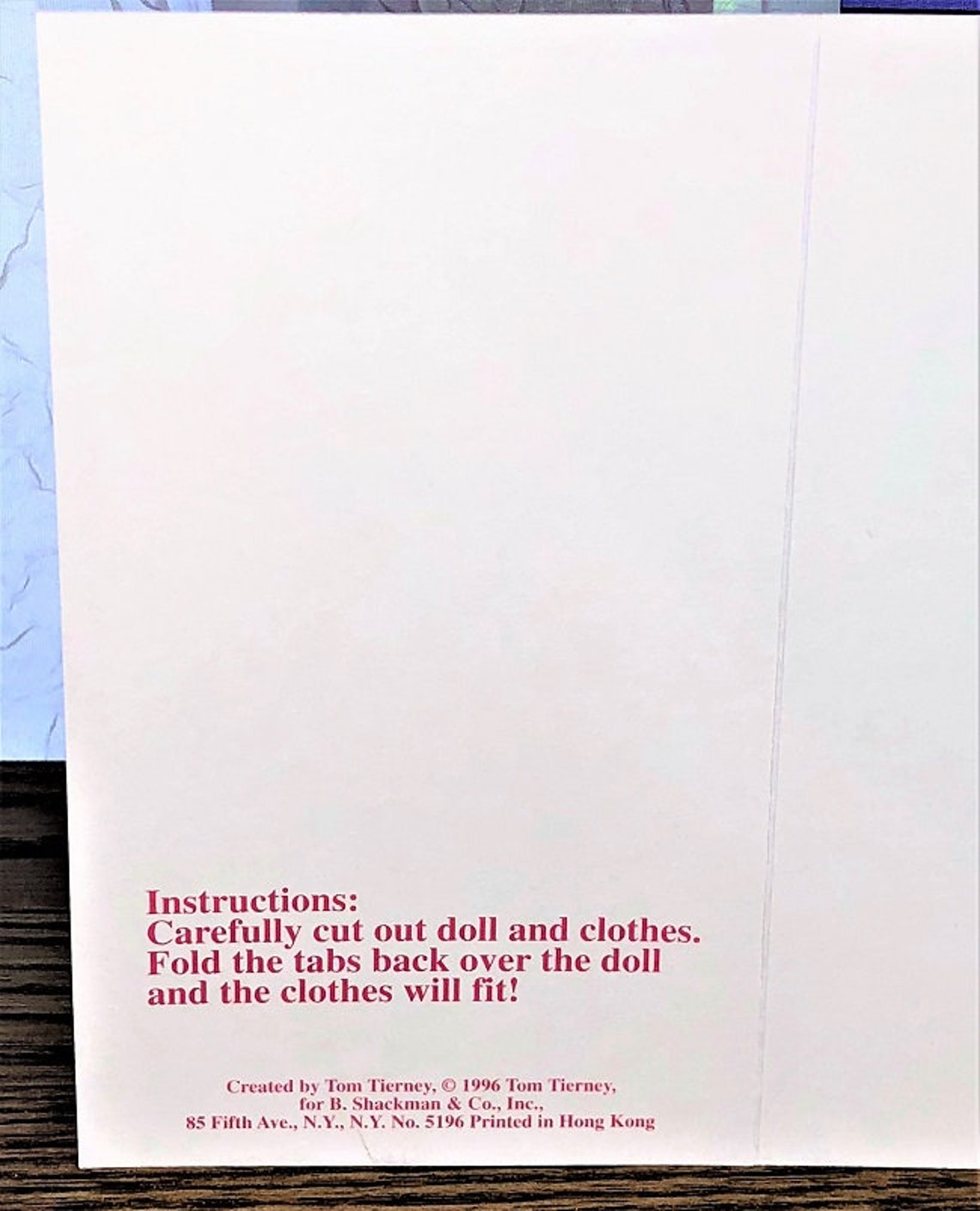 PAPER DOLL Greeting Card "for A Special Girl" Mint Condition/factory ...