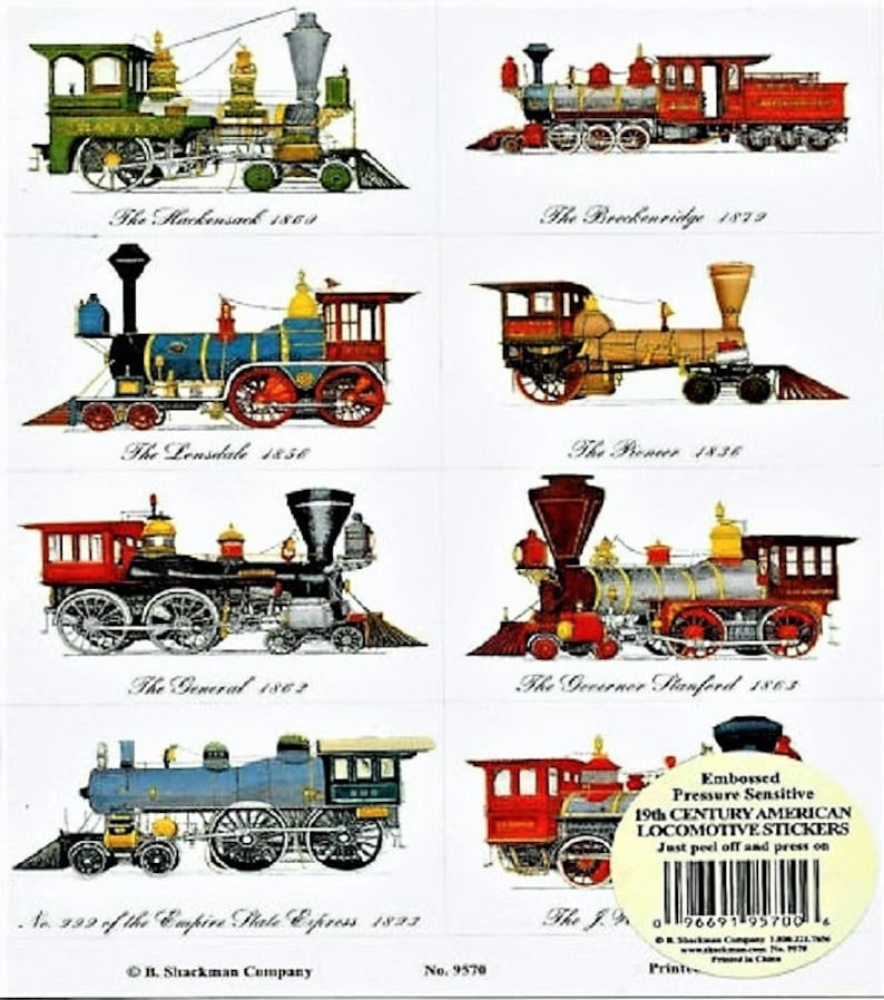 Antique STEAM TRAIN LOCOMOTIVE Engine Seals Stickers Mint | Etsy