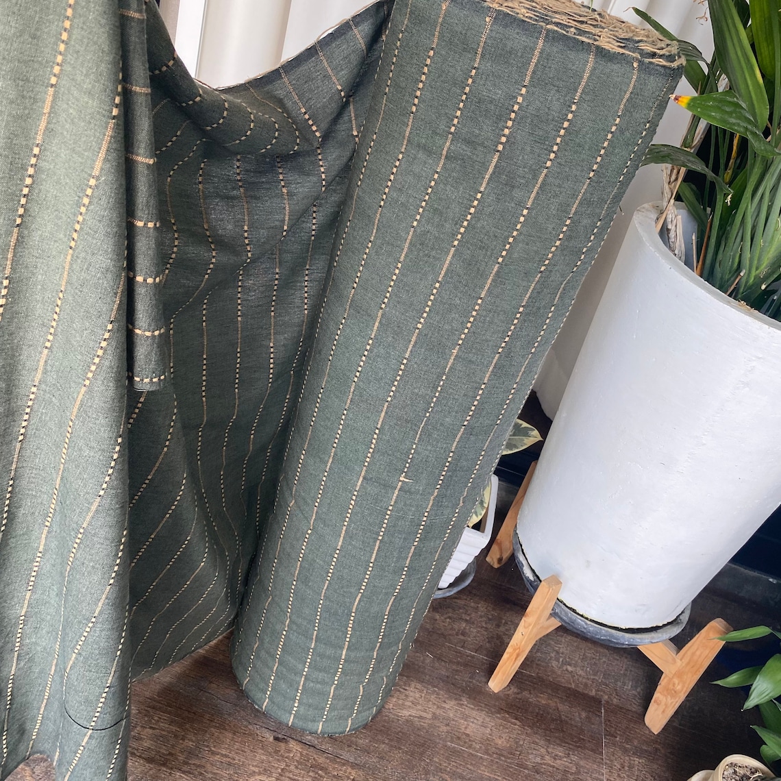 Mee Thong,the Chom Tong Handwoven Native Cotton Fabric,green Shade ...