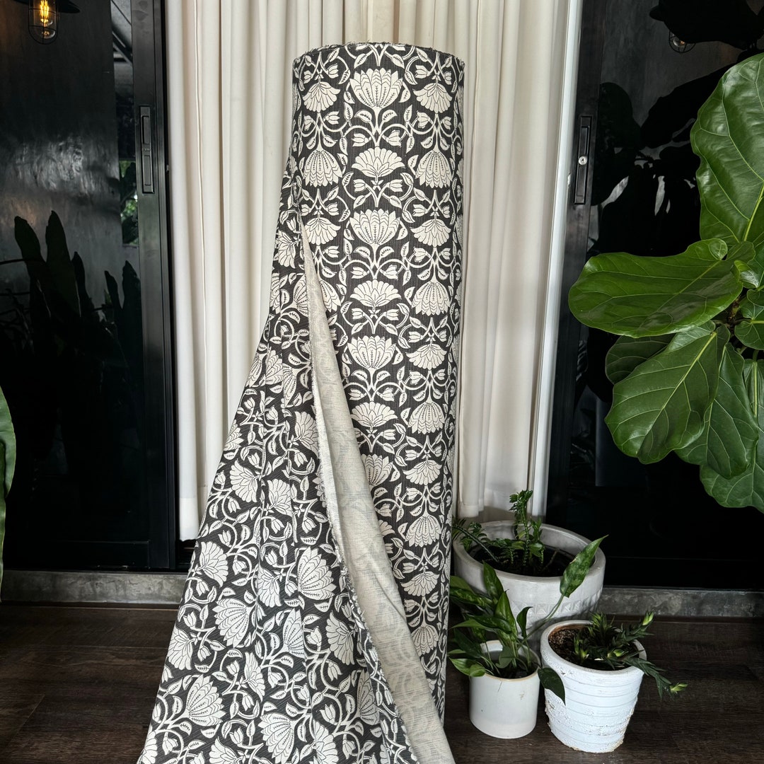 Bua Ban ,the Chiang Mai Native Cotton Fabric, Black Shade , Natural ...