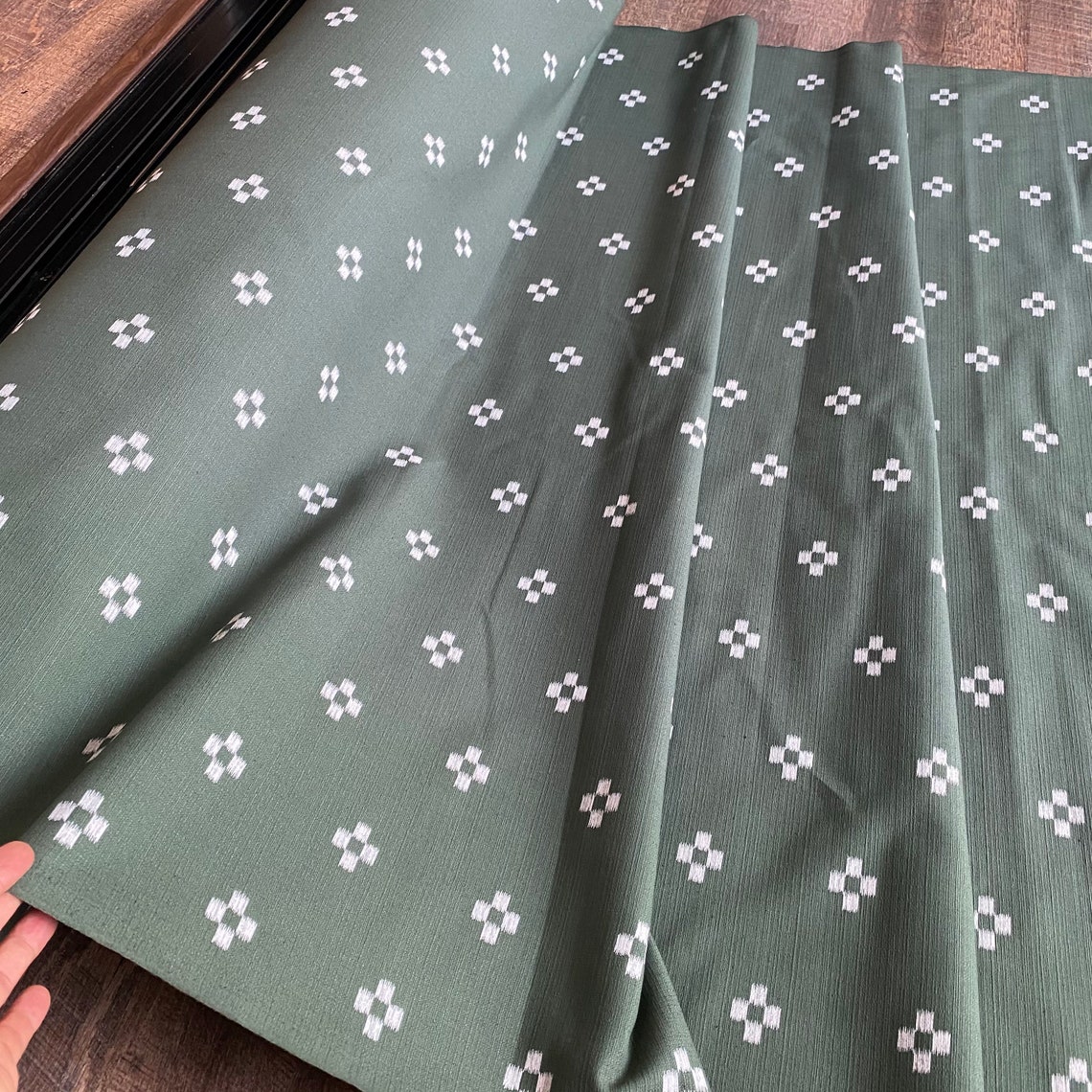Dark Green,the Chiang Mai Native Fabric, Natural Cotton ,off White ...