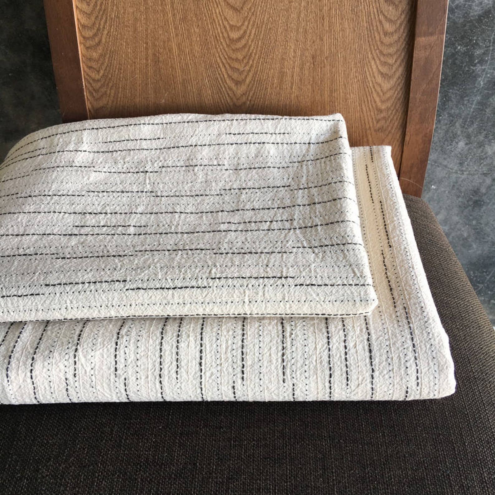 The Chiangmai Native Cotton Fabric, Natural Cotton and Black Line With ...