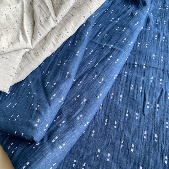 The Chiangmai Native Cotton Fabric Natural Cotton Blue and | Etsy