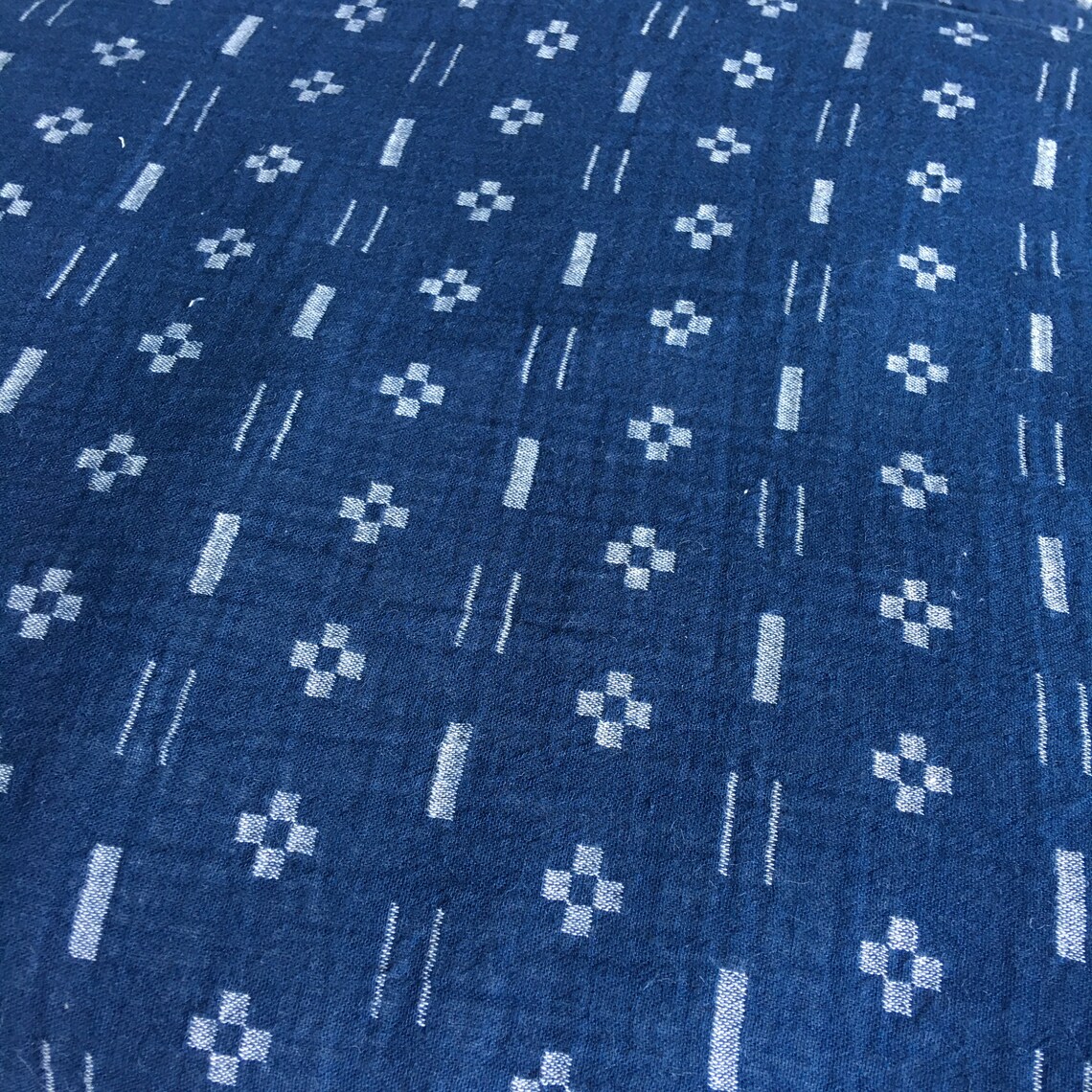 Chiangmai Native Cotton Fabric, Blue and White Woven Cotton, Soft ...