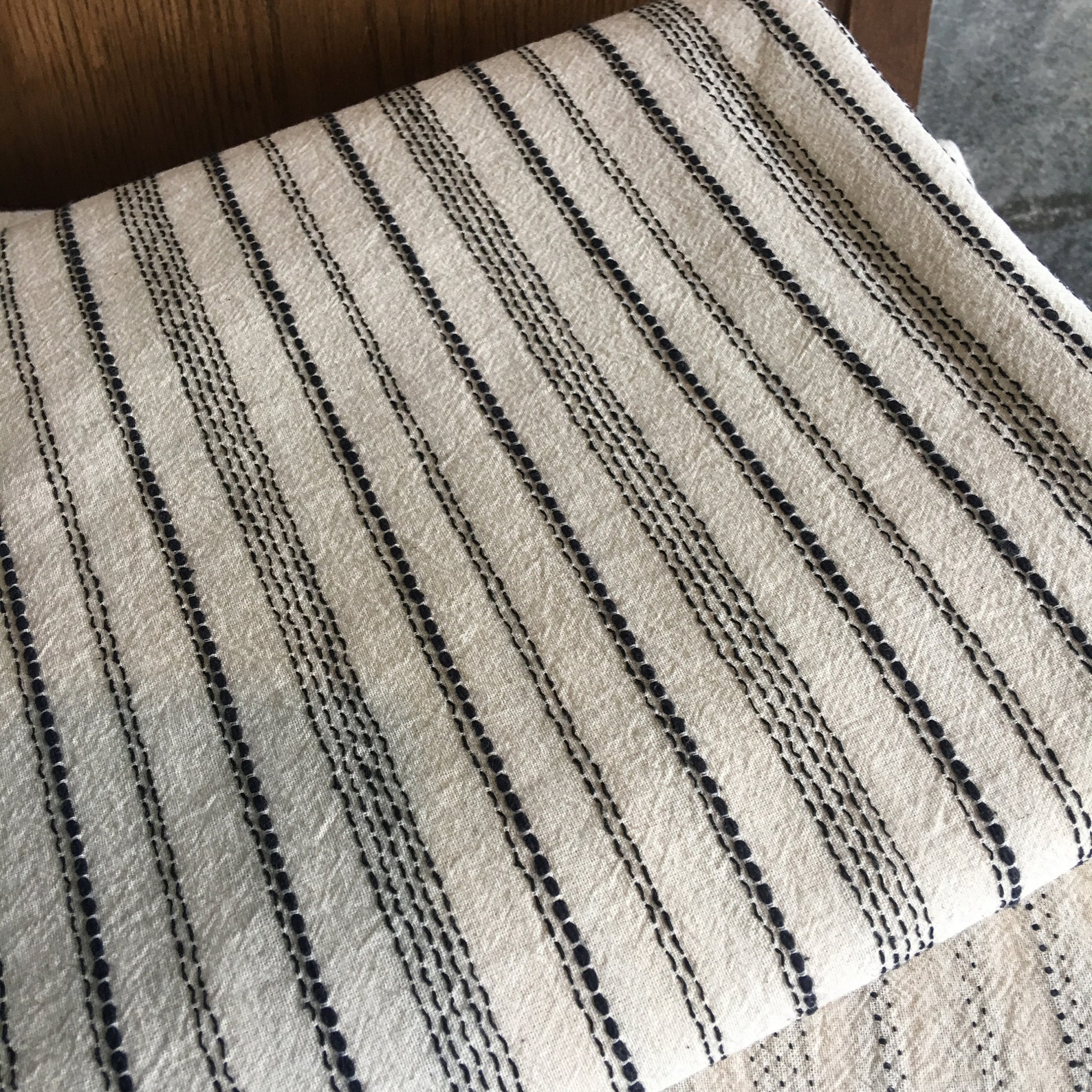 The Chiangmai Native Cotton Fabric Natural Cotton and Black | Etsy