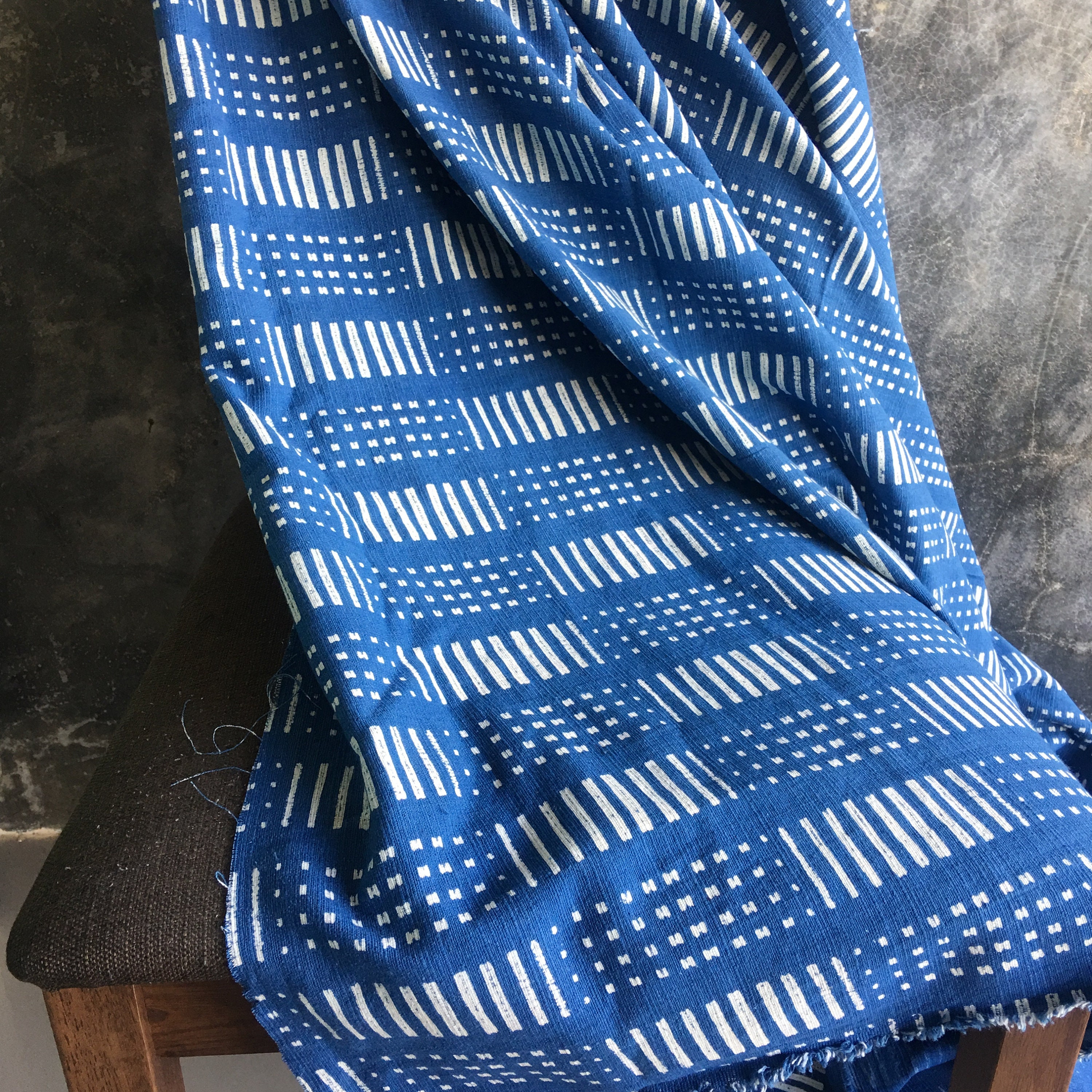 Chiangmai native cotton fabric natural cotton Blue and white | Etsy