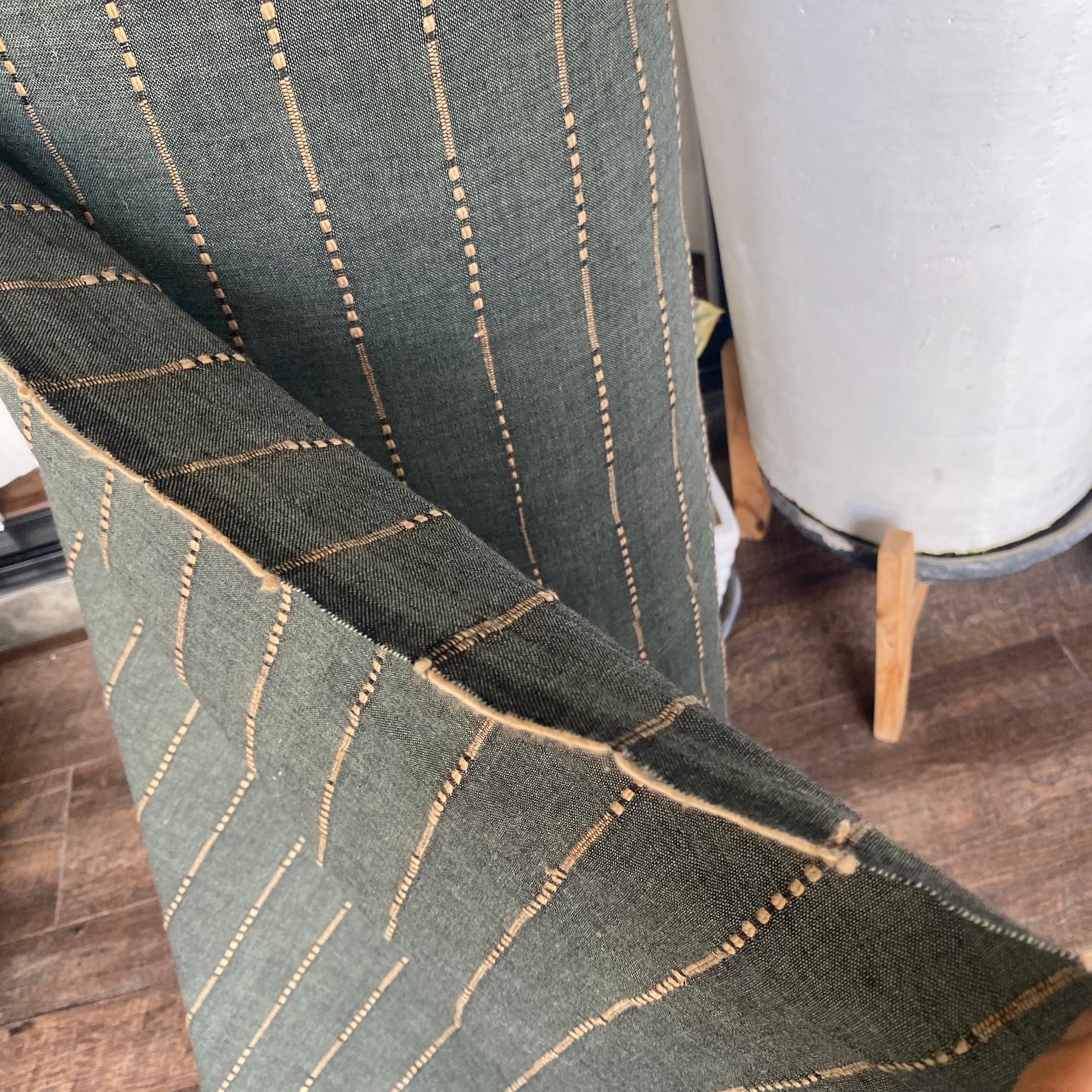 Mee Thong,the Chom Tong Handwoven Native Cotton Fabric,green Shade ...