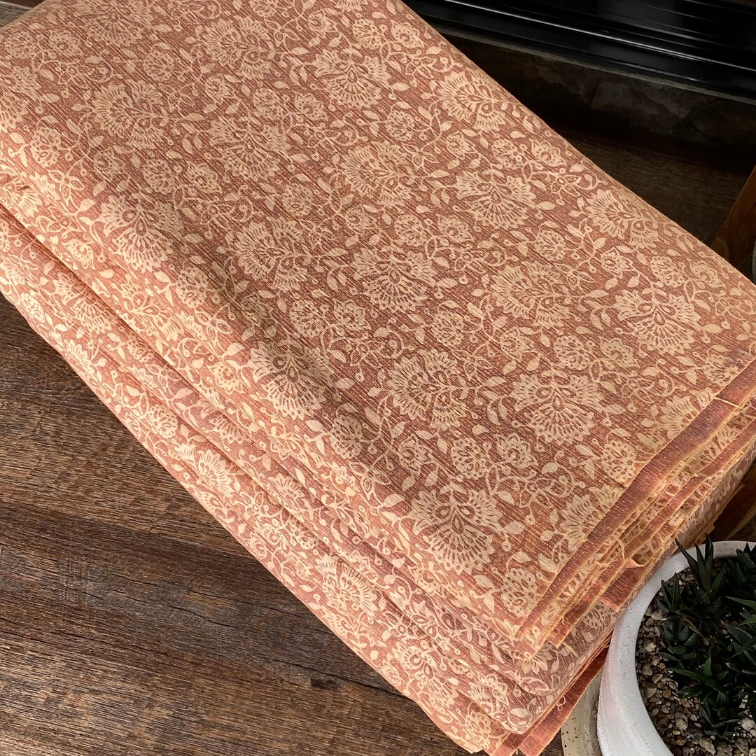 O-peach Floral the Chiang Mai Native Cotton Fabric, Natural Cotton ...