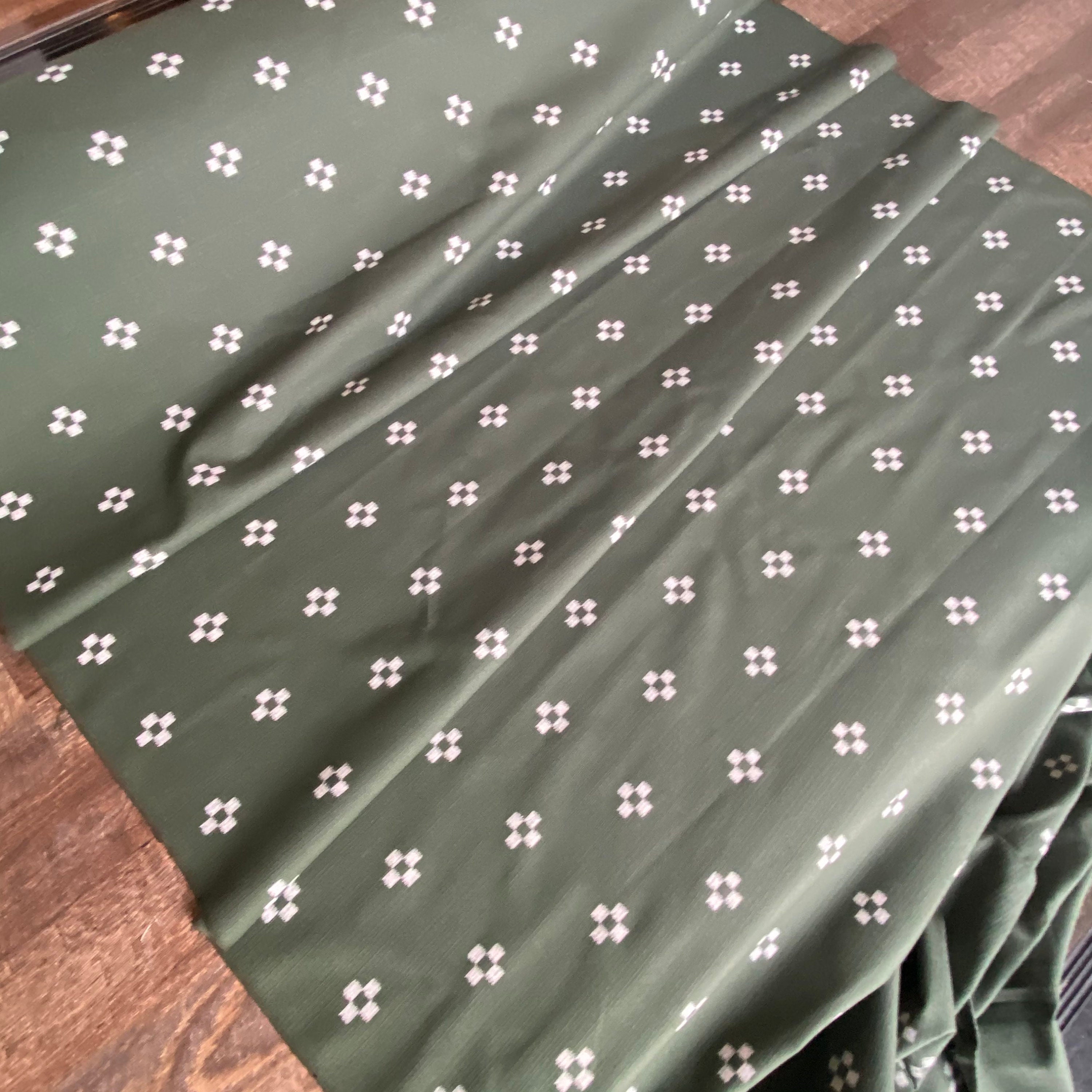 Dark Green,the Chiang Mai Native Fabric, Natural Cotton ,off White ...