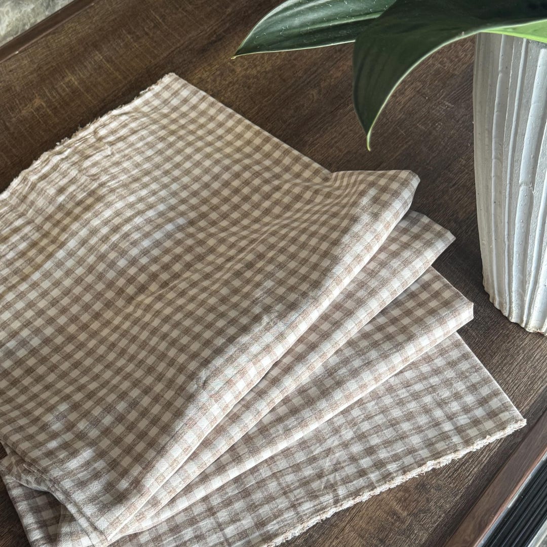 58" Wide , Chocolate Plaid ,the Chiang Mai Native Cotton Fabric,natural ...