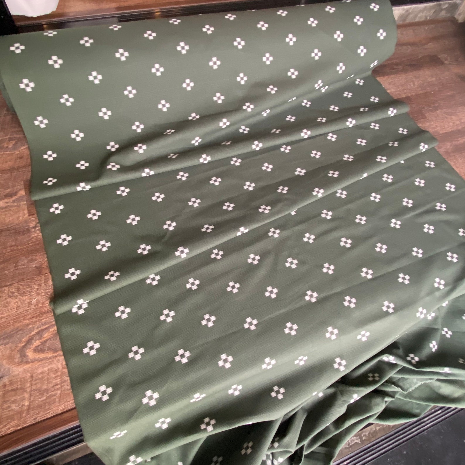 Dark Green,the Chiang Mai Native Fabric, Natural Cotton ,off White ...
