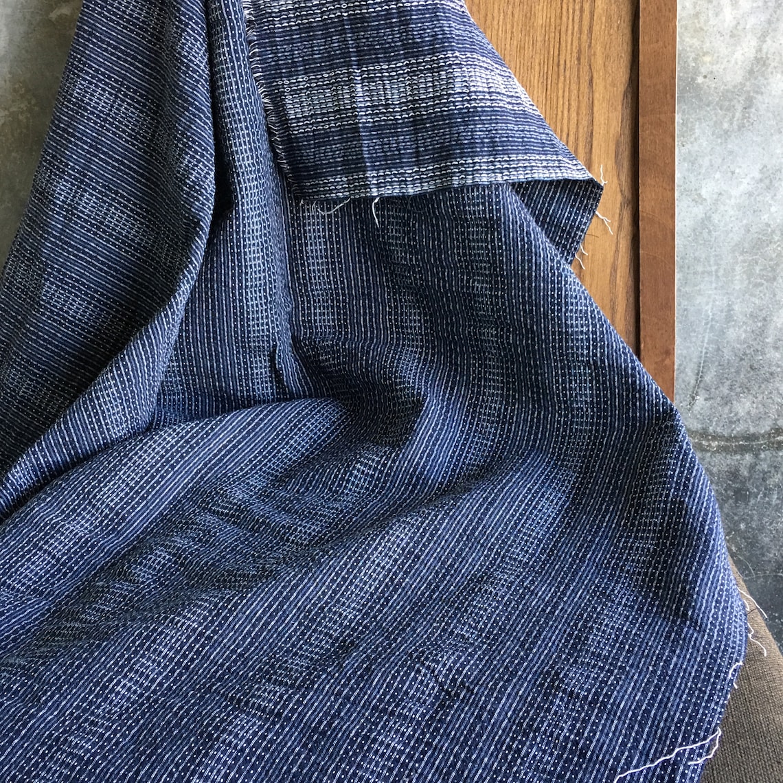 Chiangmai Native Cotton Fabric, Blue & White Stripe, Soft Woven, by the ...