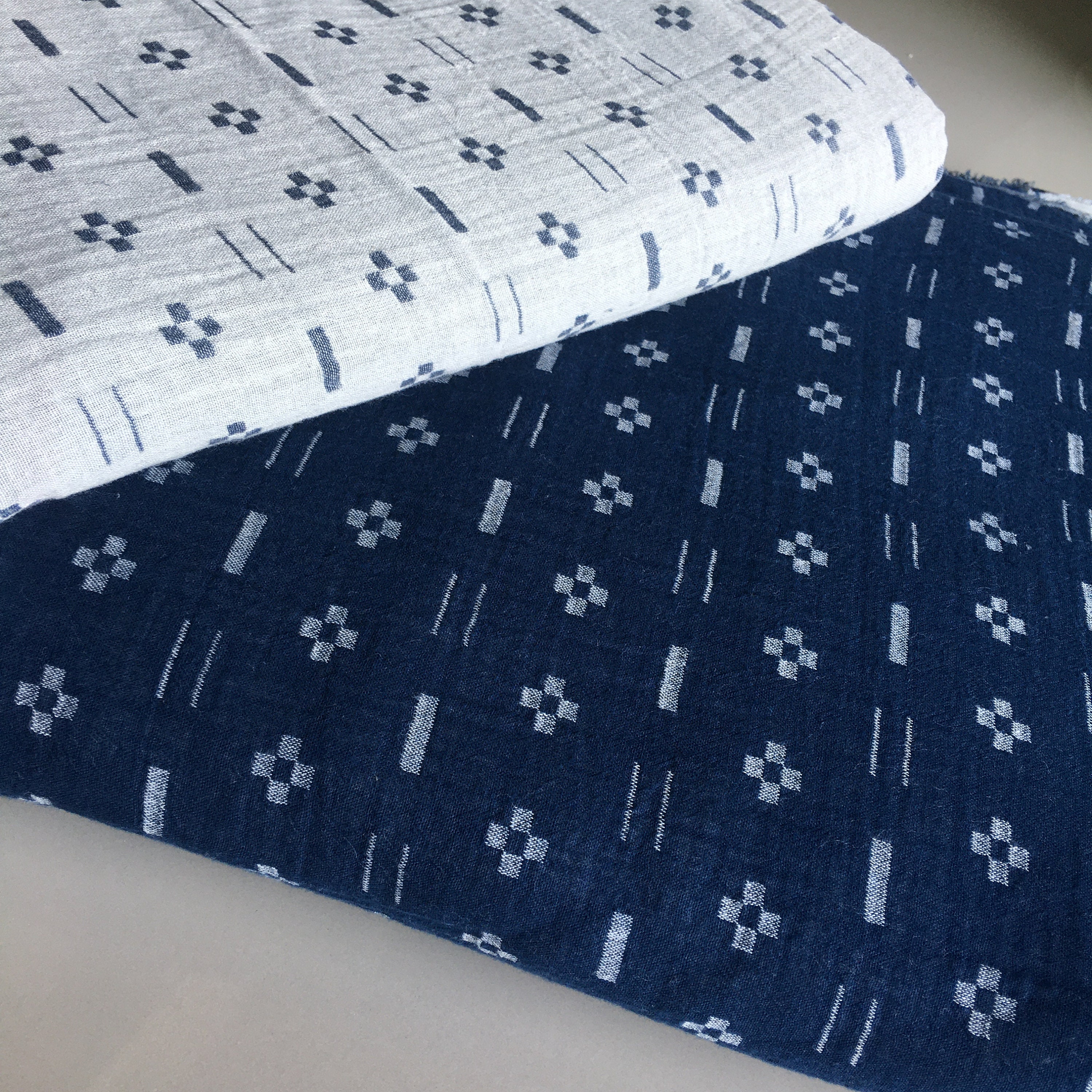 The Chiangmai Native Cotton Fabric Natural Cotton Blue and | Etsy