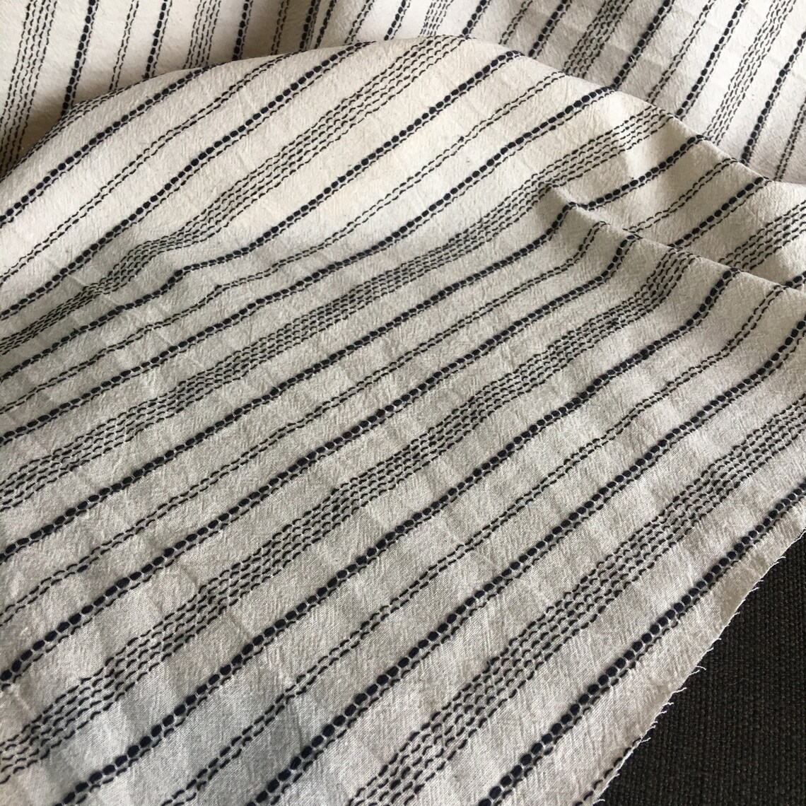 The Chiangmai Native Cotton Fabric Natural Cotton and Black | Etsy