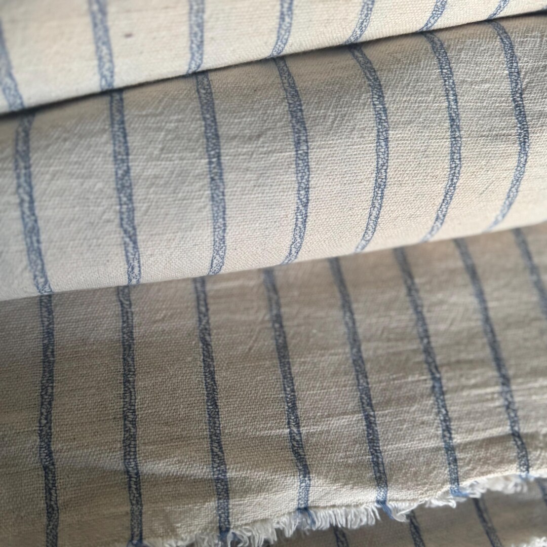 The Chiangmai Native Cotton Fabric, Natural Cotton and Light Blue ...