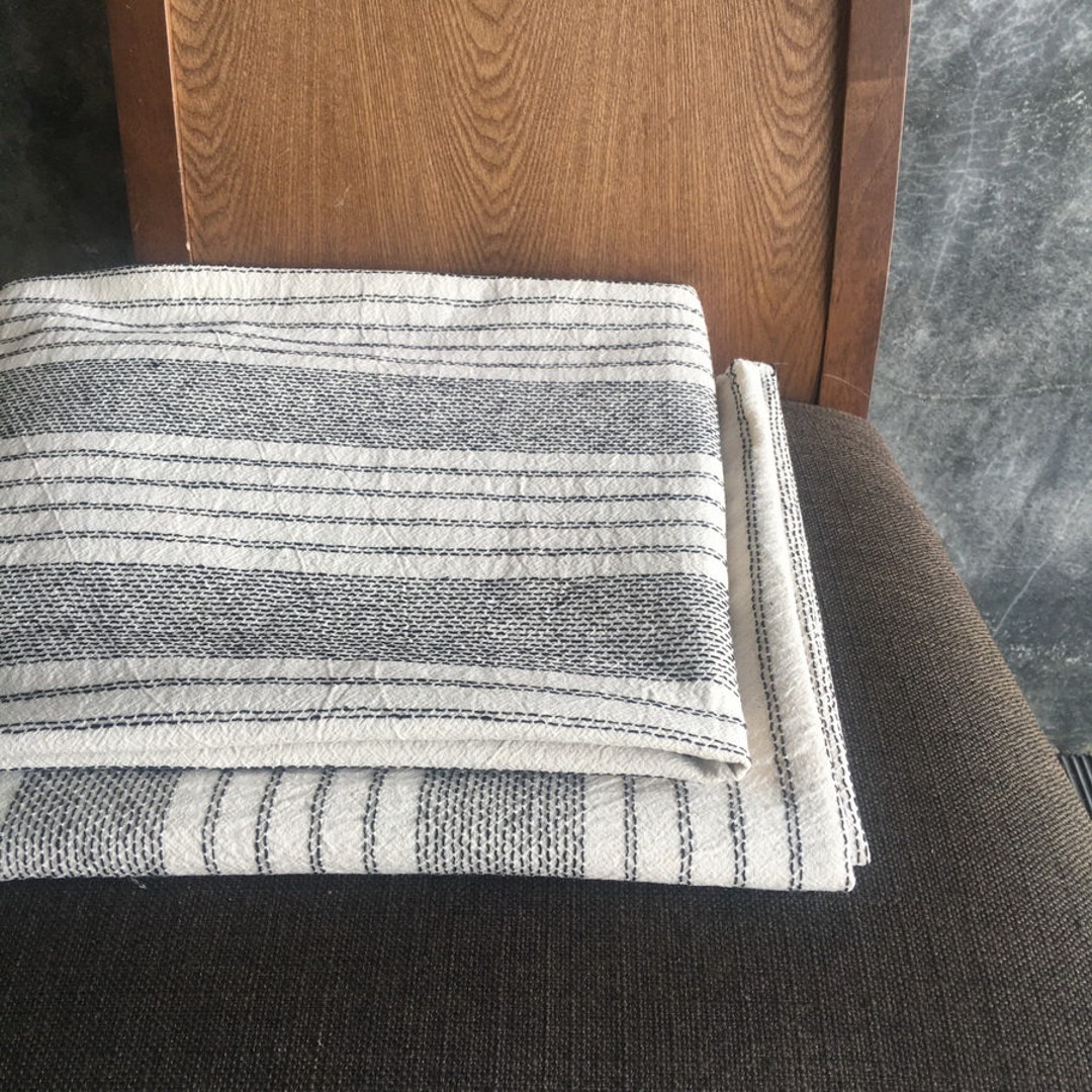 Chiangmai Native Cotton Fabric, Black Line Pattern, Woven Cotton, Sold ...