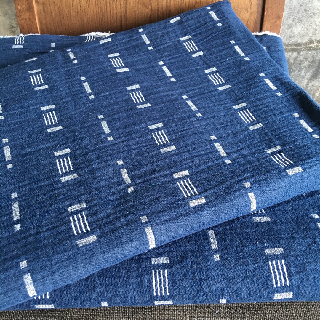 The Chiangmai Native Cotton Fabric, Natural Cotton Blue and White ...