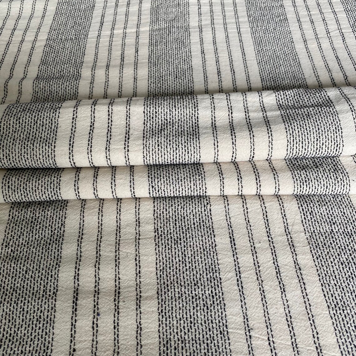 The Chiangmai Native Cotton Fabric Natural Cotton and Black - Etsy