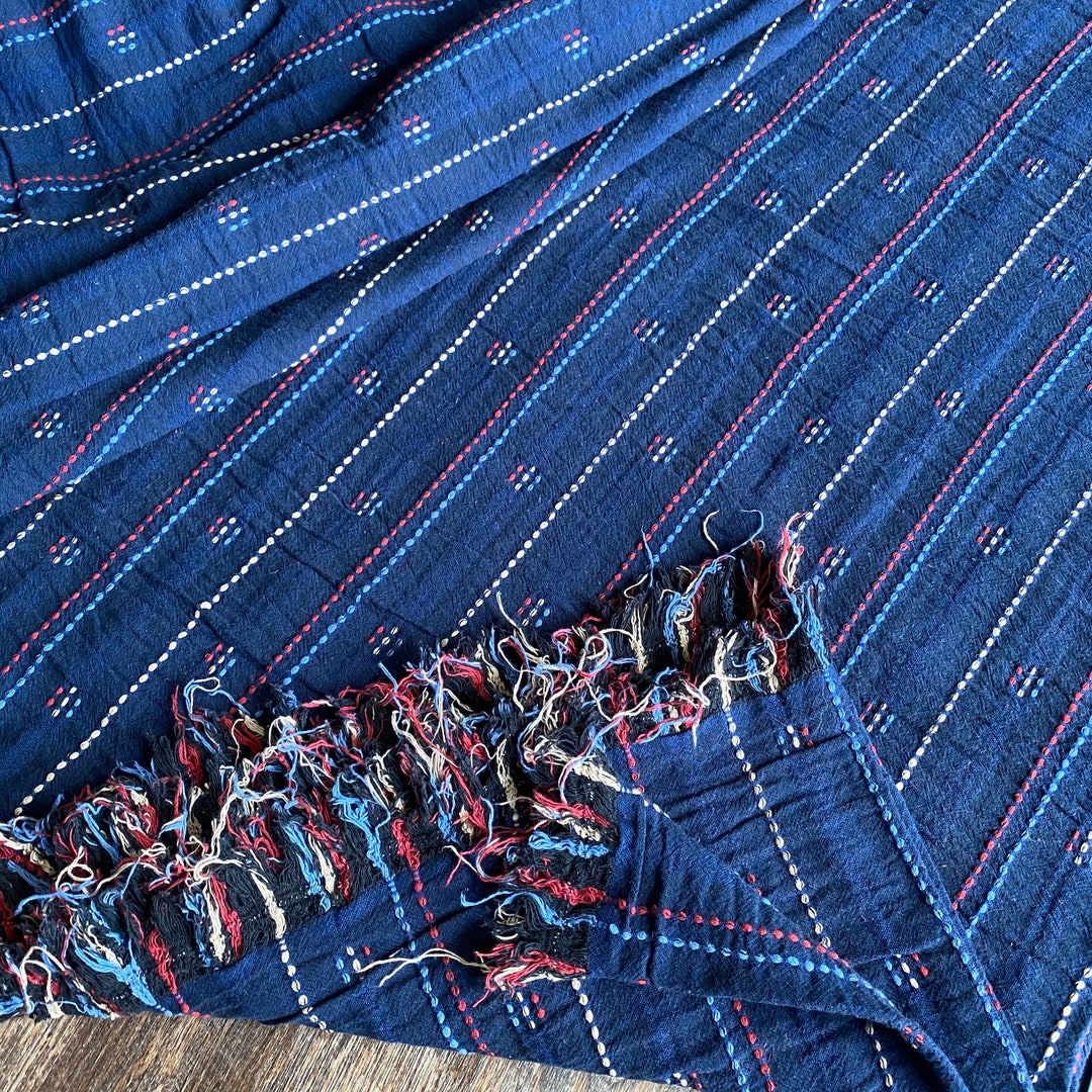 The Chiangmai Native Cotton Fabric, Blue, Natural Cotton Woven , Soft ...