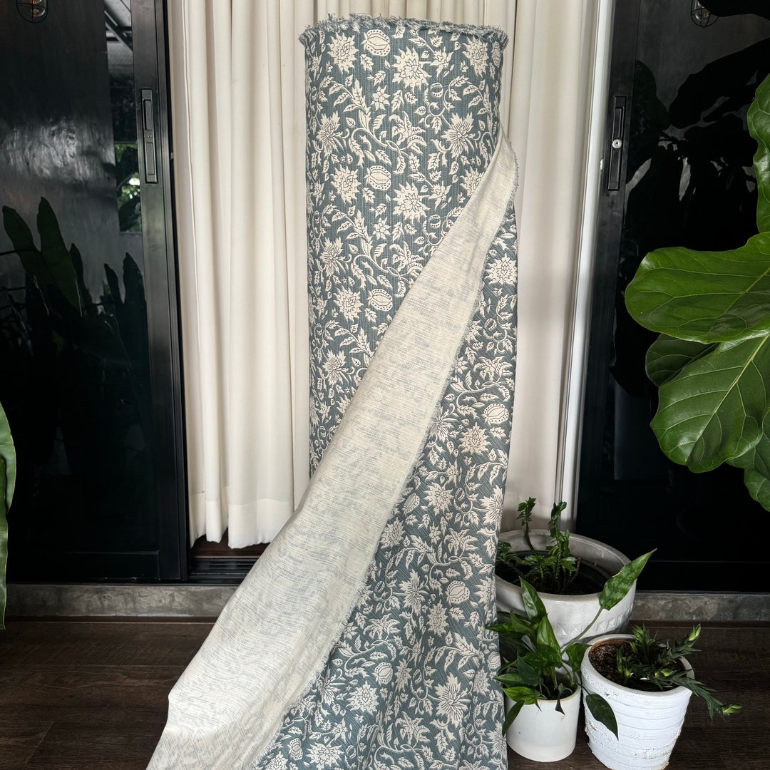 Ka Sa Long,the Chiang Mai Native Cotton Fabric,cadet Shade, Natural ...