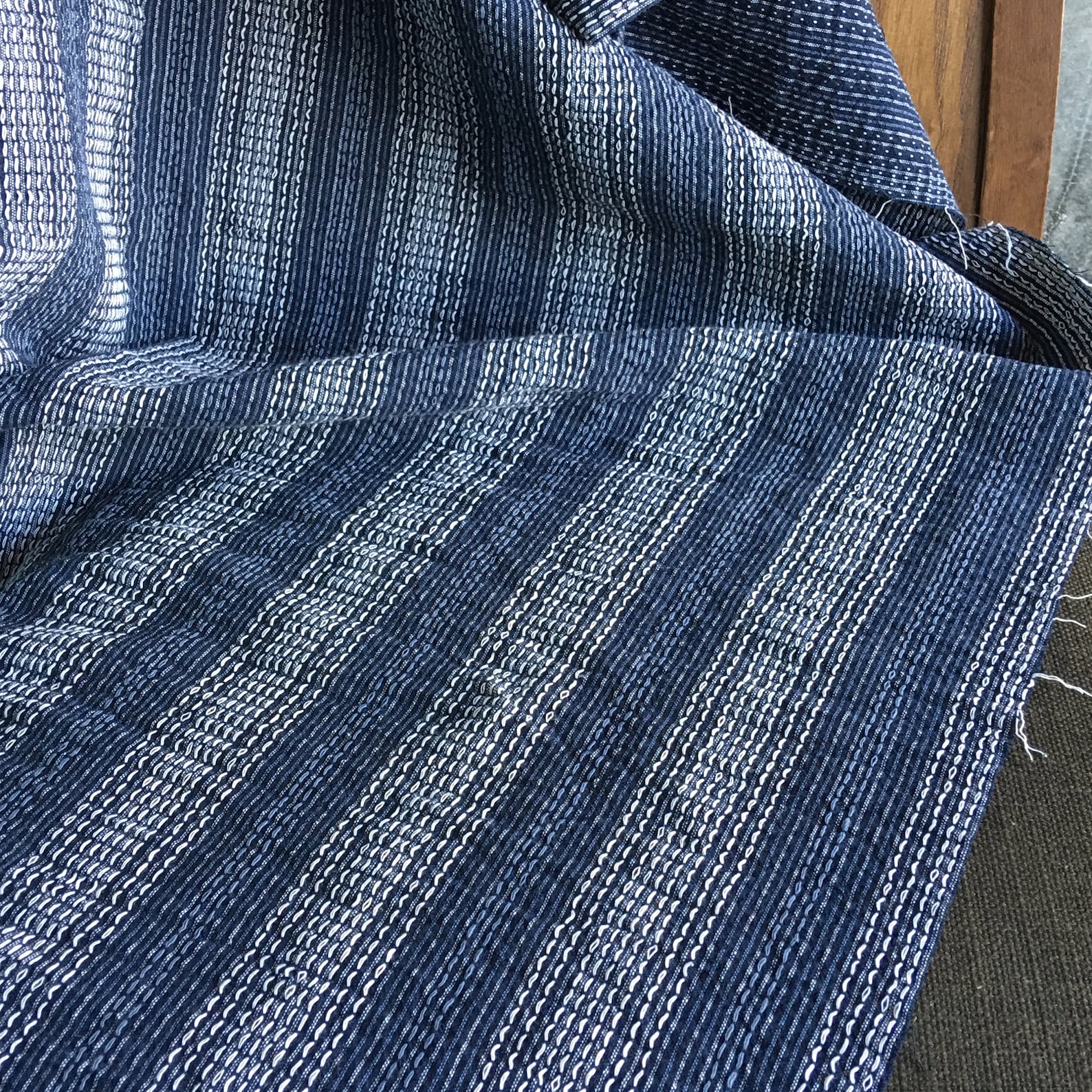 Chiangmai Native Cotton Fabric, Blue & White Stripe, Soft Woven, by the ...
