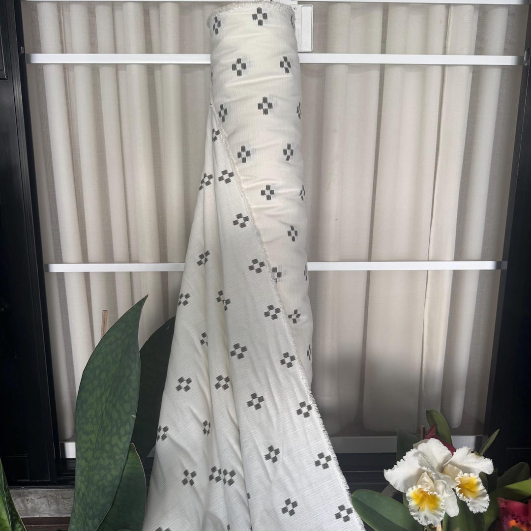 Chiang Mai Native Cotton Fabric,natural Cotton,off White With Seaweed ...