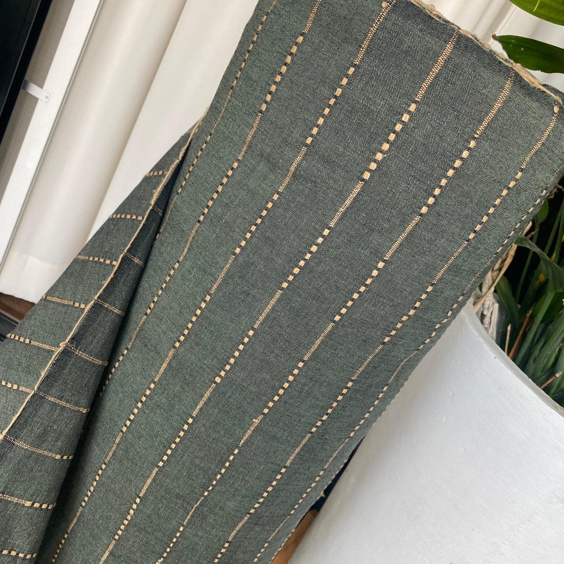 Mee Thong,the Chom Tong Handwoven Native Cotton Fabric,green Shade ...