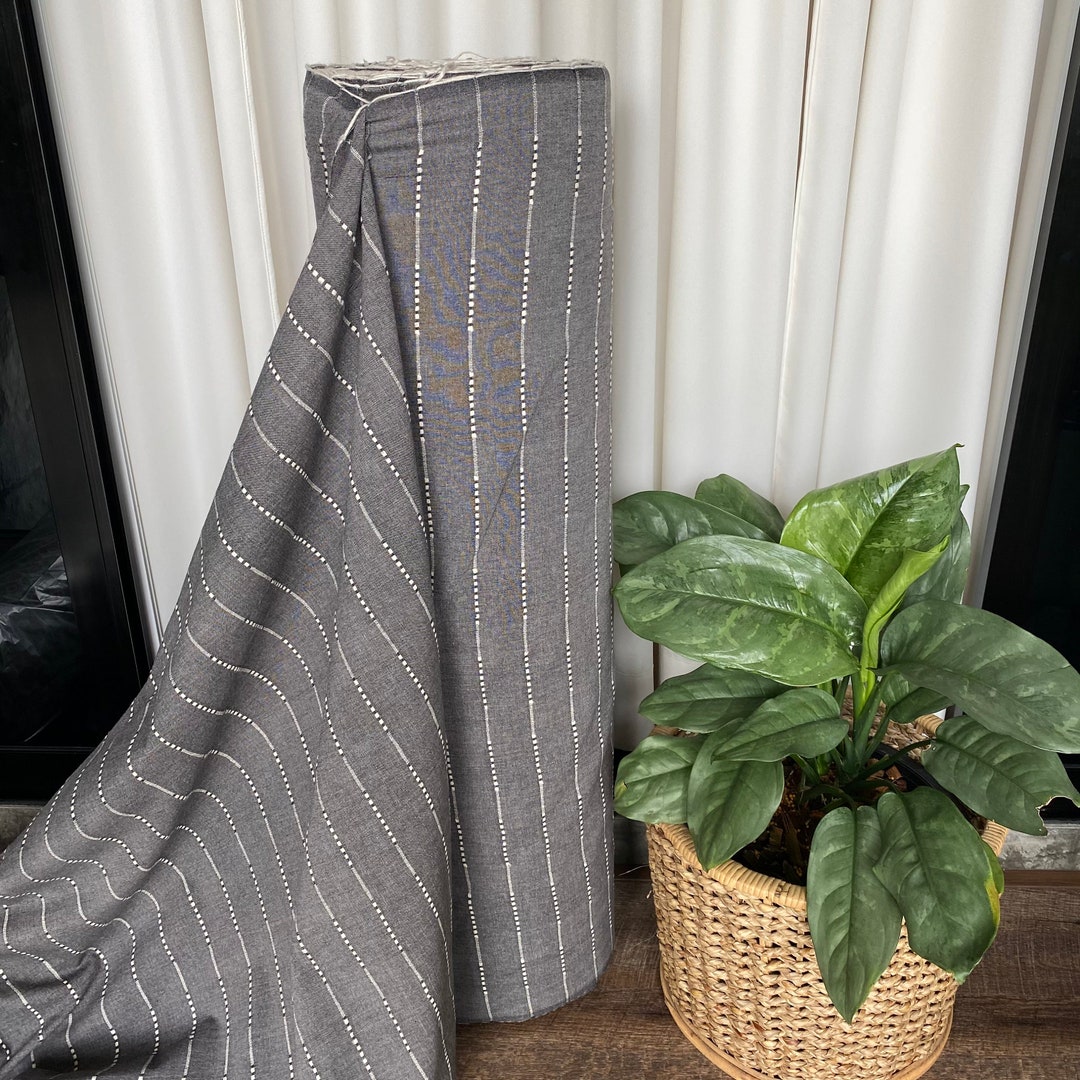 The Chom Tong Handwoven Native Cotton Fabric,grey Shade Natural and ...