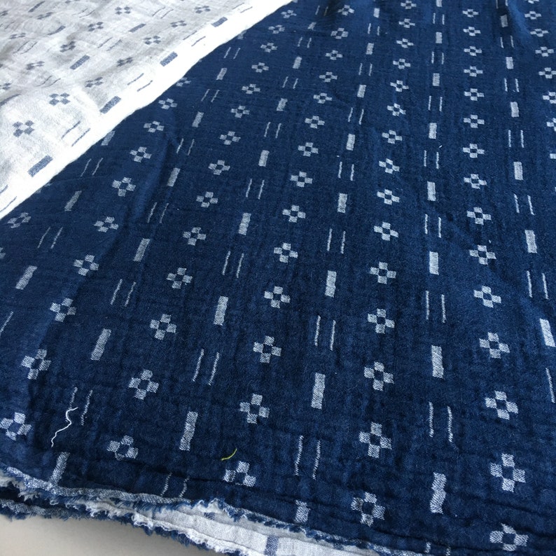 The Chiangmai Native Cotton Fabric Natural Cotton Blue and | Etsy