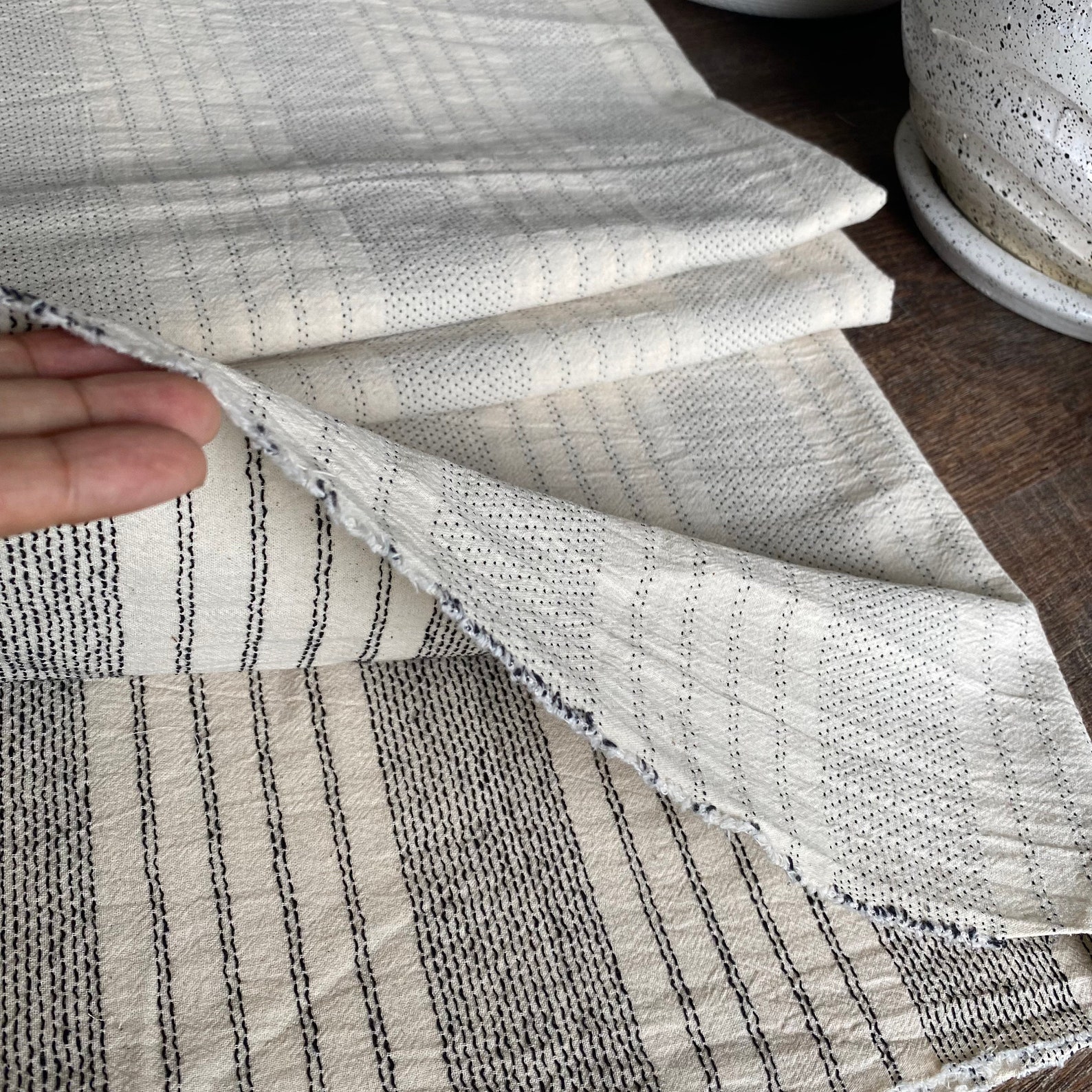 The Chiangmai Native Cotton Fabric, Natural Cotton and Black , Soft ...
