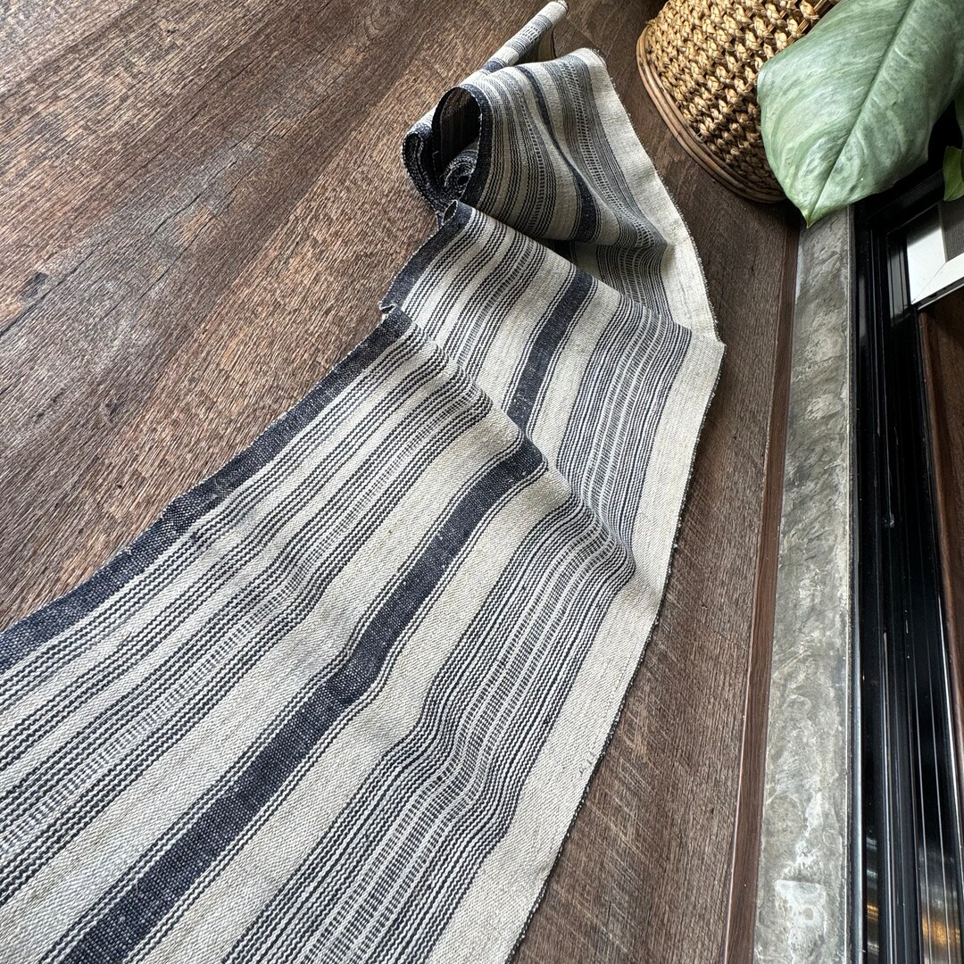 Handwoven Hmong Natural Hemp &black Striped Fabric ,vintage Hmong Hemp ...