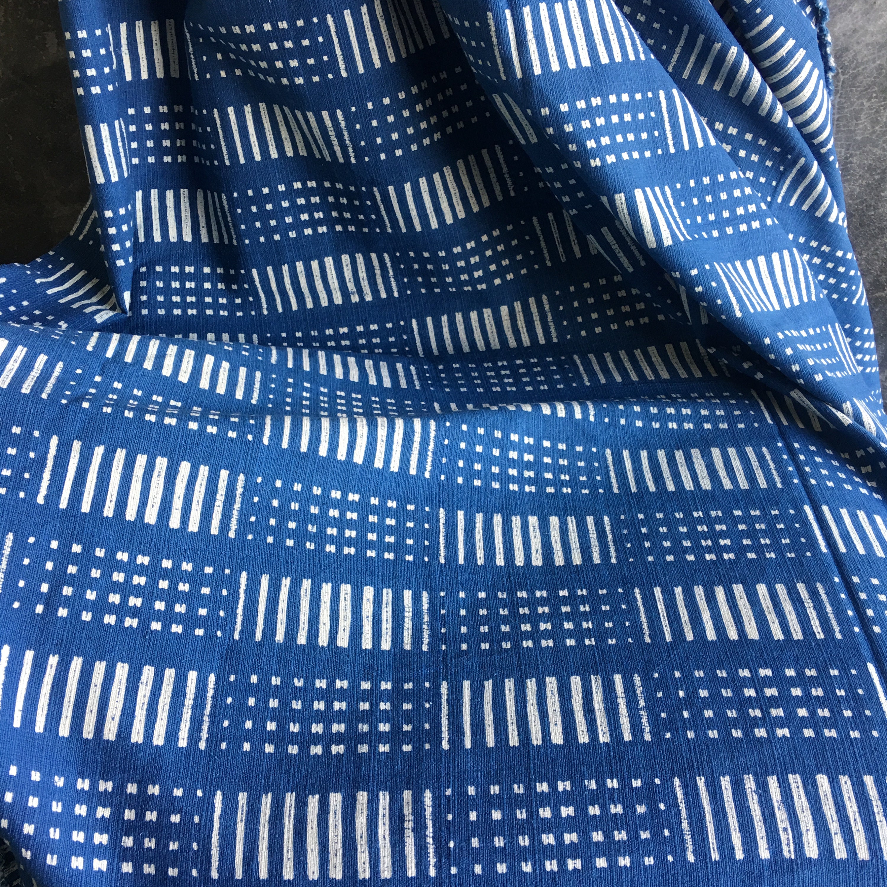Chiangmai native cotton fabric natural cotton Blue and white | Etsy
