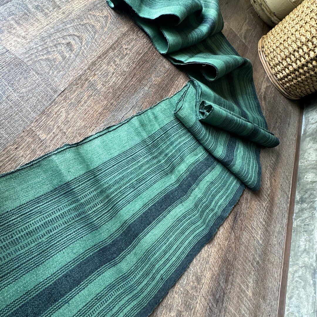 Handwoven Hmong Natural Hemp Green & Black Striped Fabric,vintage Hmong ...