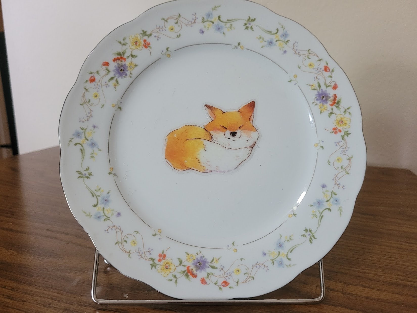 Fox Vintage Floral Plate - Etsy