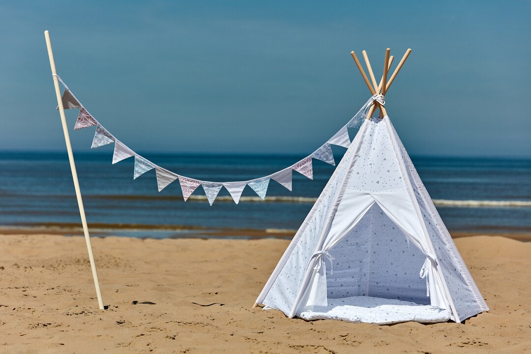 Kraftkids Play Tent Tipi Teepee Plain White Rounded Triangles - Etsy
