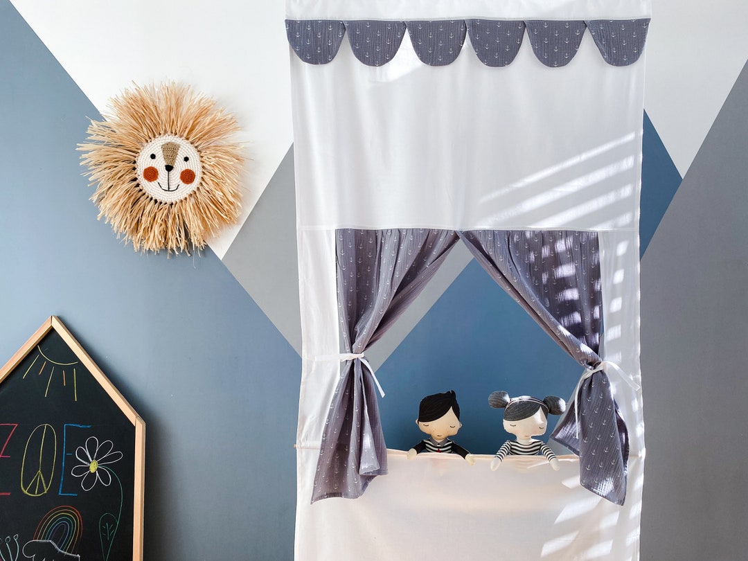 Kraftkids Puppet Theatre Muslin Grey Anchor Incl. Telescopic Rod - Etsy UK