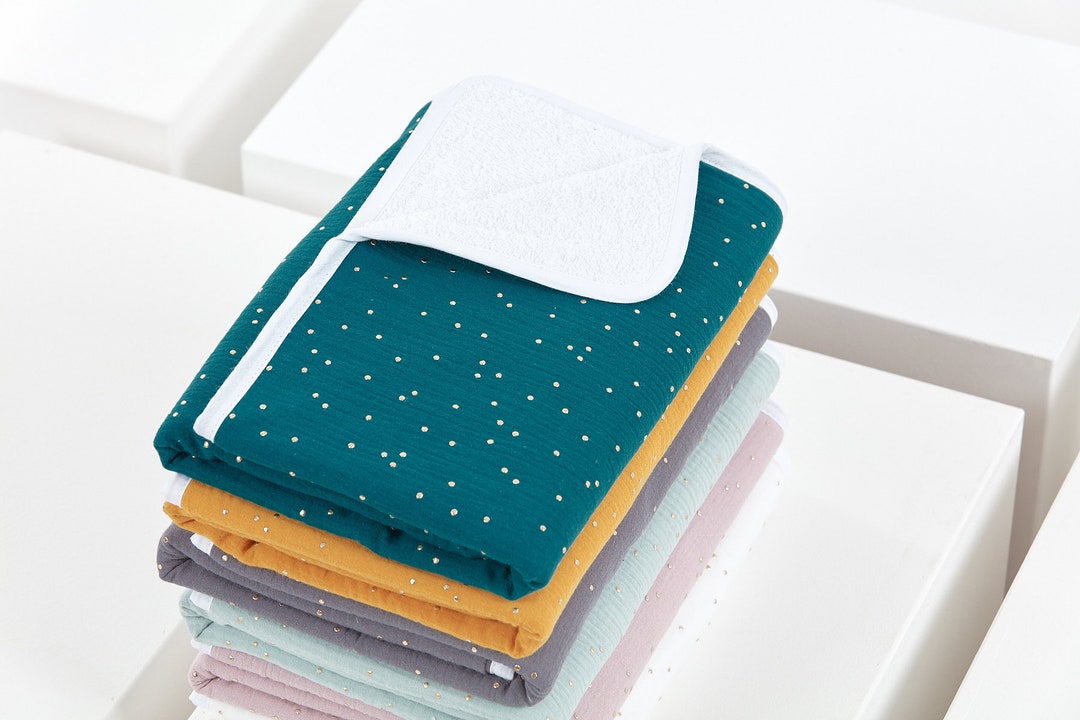 Kraftkids Changing Mat Muslin Golden Dots on Petrol - Etsy