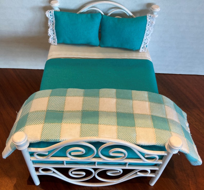 Miniatures Art & Collectibles Doll Furniture Aqua check Miniature ...