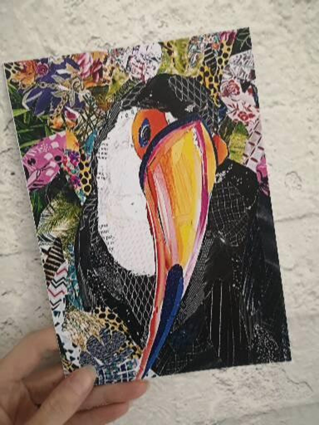 A5 Colourful Collage Effect Toucan Artwork Print _ Bird Art - Etsy