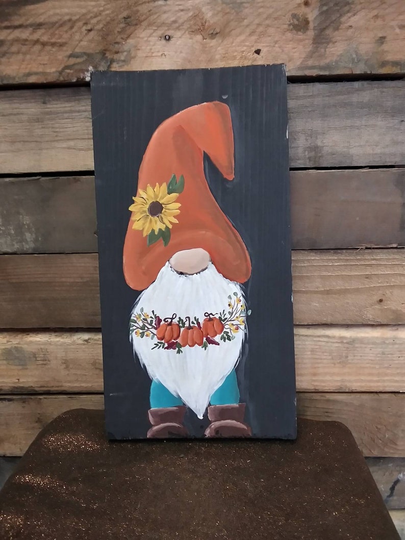 Handpainted Wooden Sign, Fall Gnome, Handpainted Gnome, Pumpkins ...