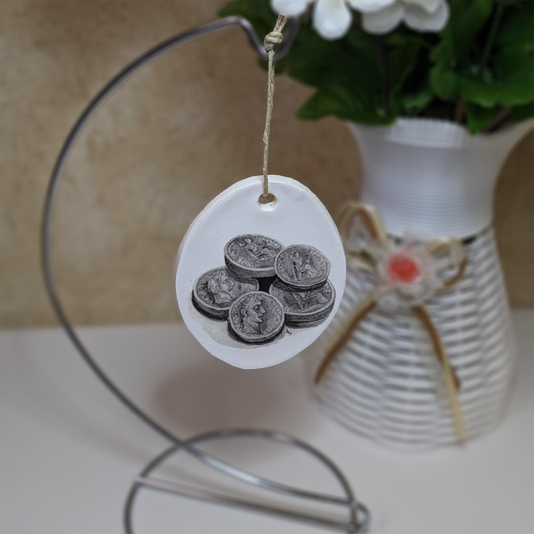 Ancient Roman Silver Coins Holy Week Bible Verse Art Easter Ornament ...