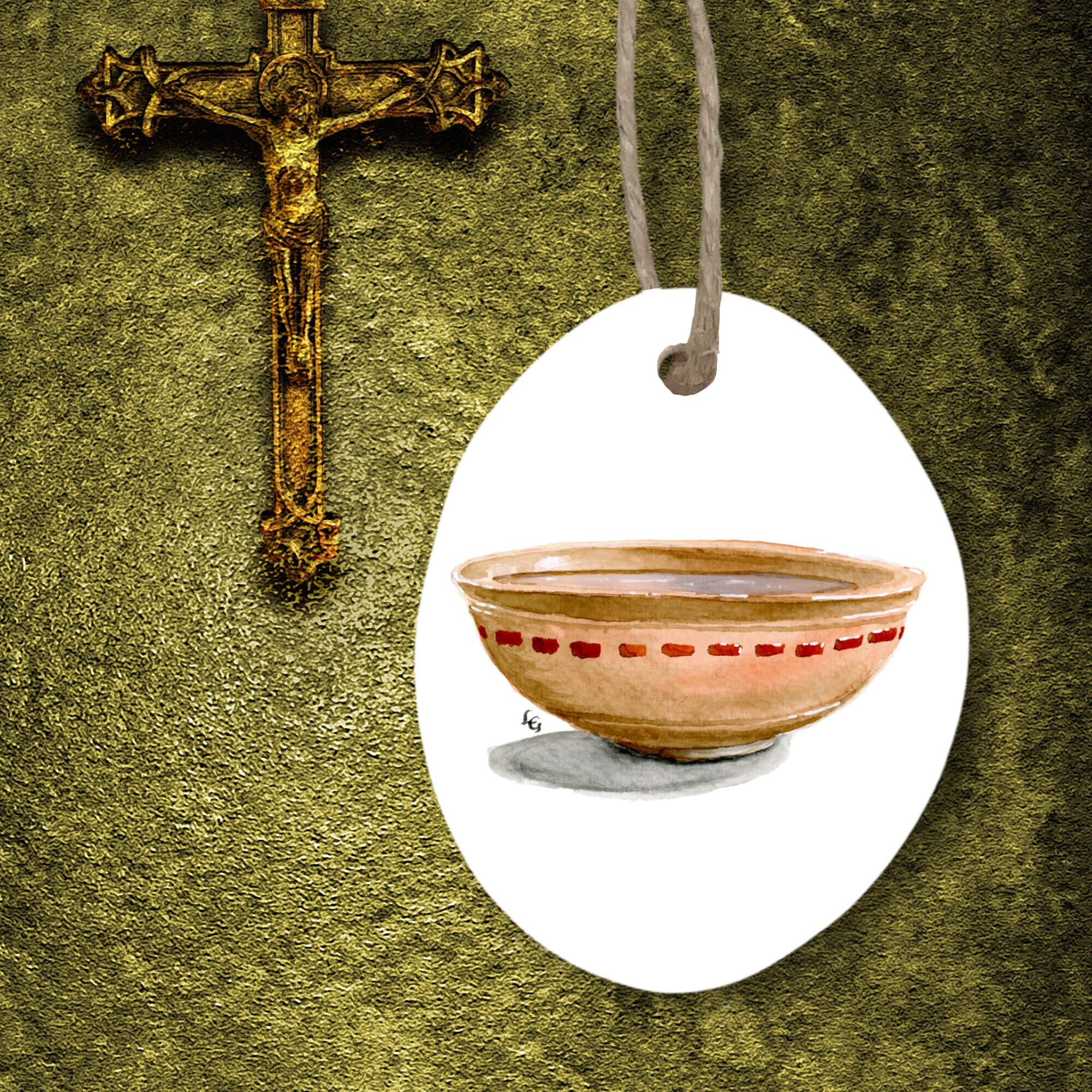 Ancient Wash Basin Holy Week Bible Verse Art Easter Ornament for Lent ...