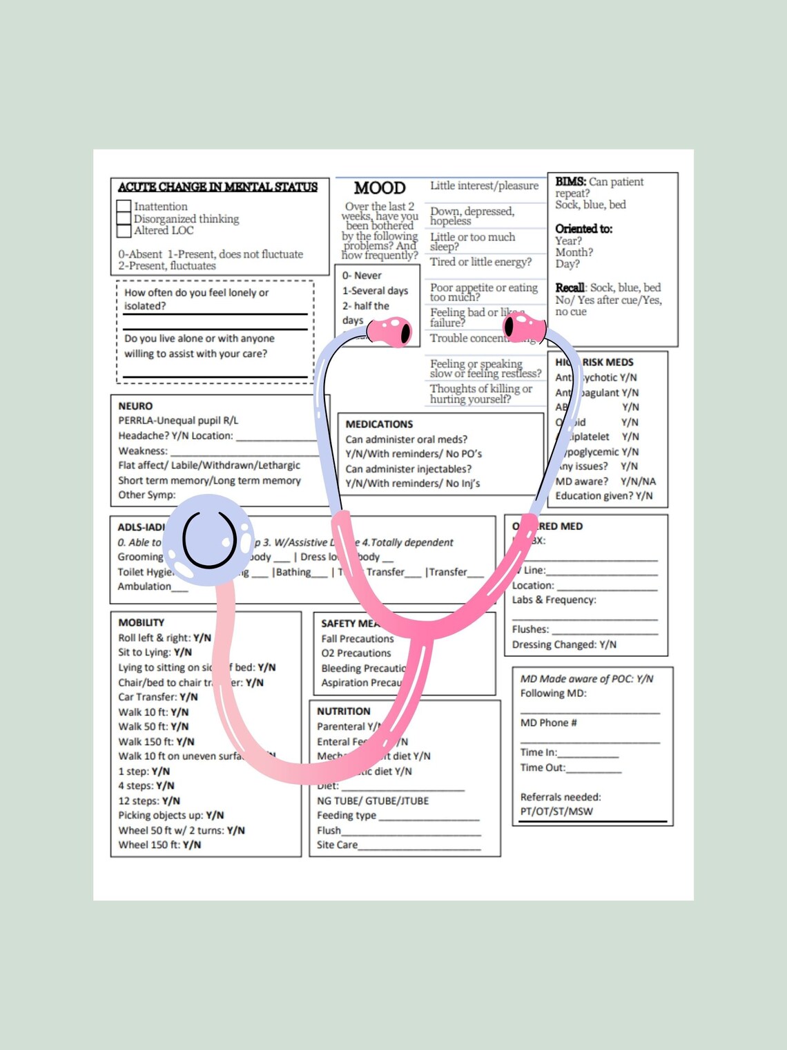 Home Health Oasis E Cheat Sheet SOC/ROC W/ Daily Patient Planner and ...