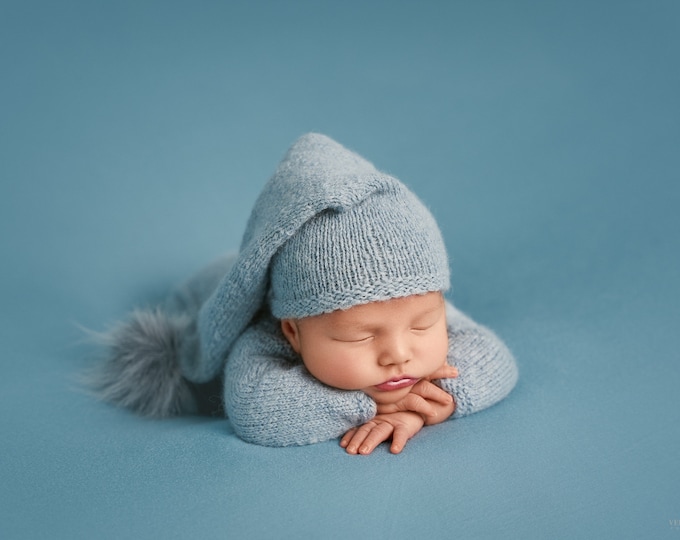 Soft Newborn Handmade Knitted Set for Newborn Boy in Light Blue Color ...