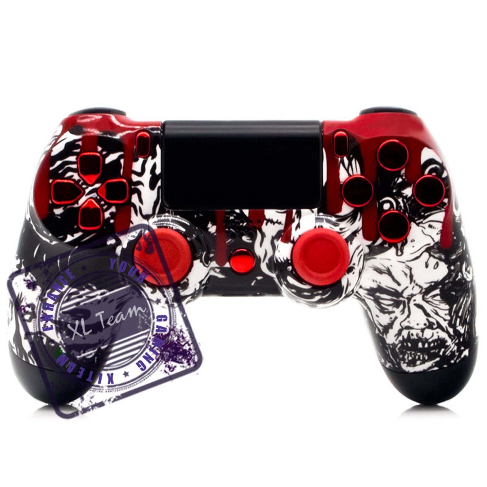 PS4 Controller Custom Design White Blood Zombie Chrome Red - Etsy